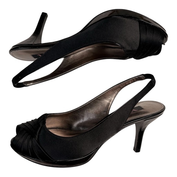 Nina | Shoes | Nina New York Black Satin Slingback Heels | Poshmark